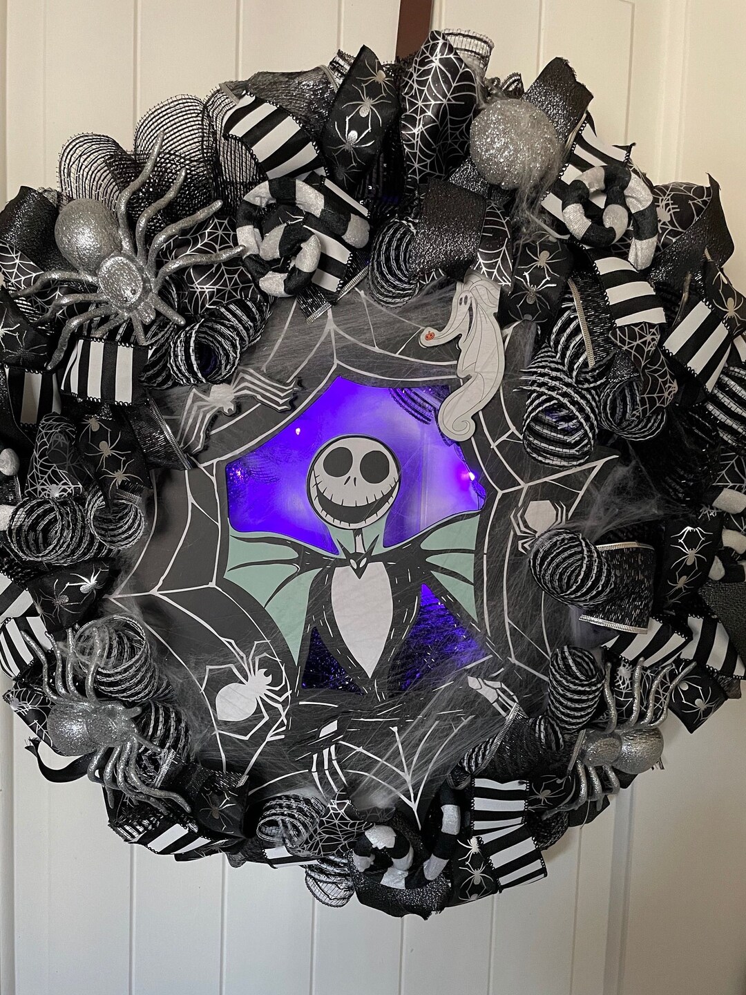 Jack Skellington Wreath With Lights - Etsy