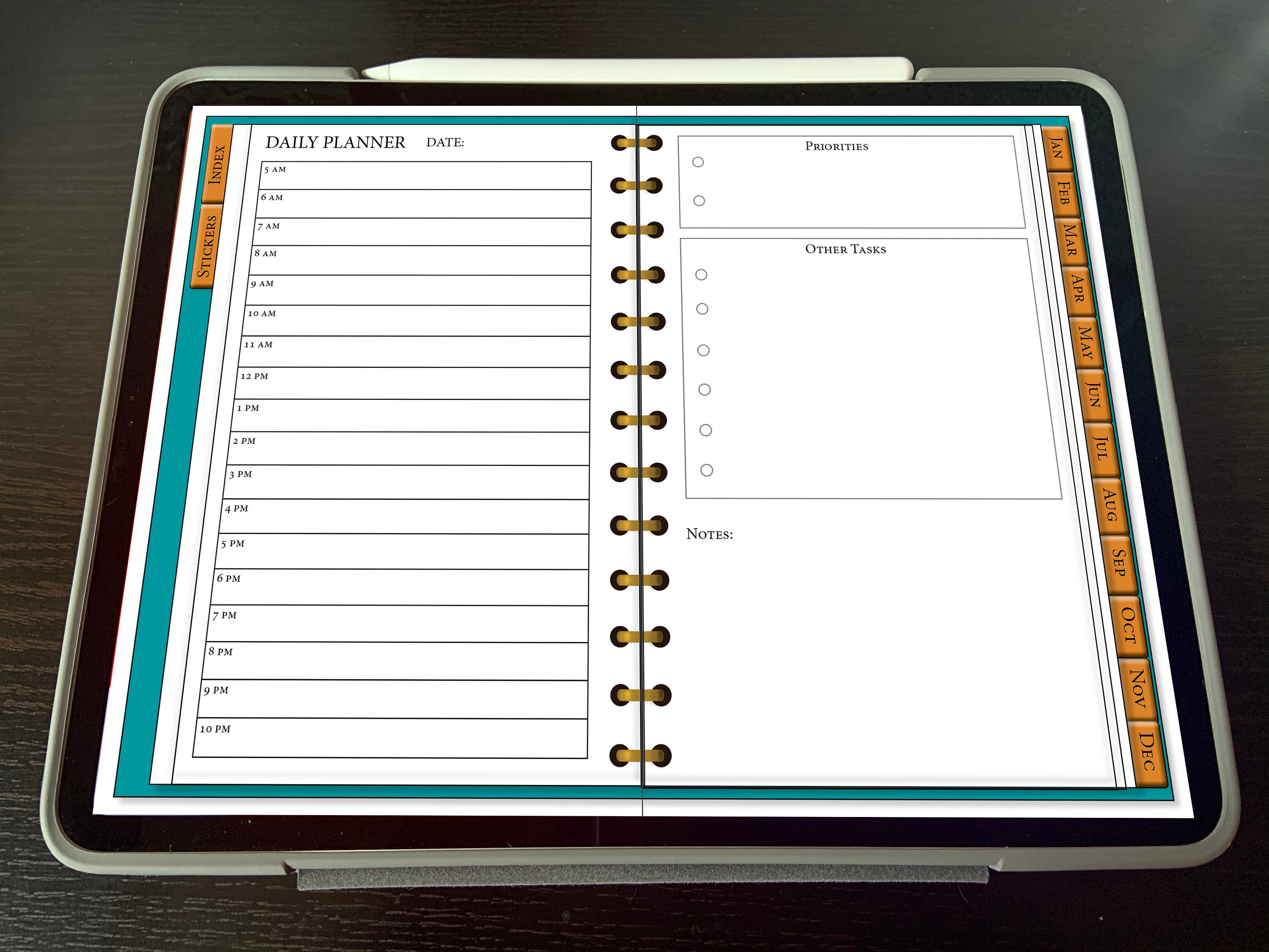 Undated Yearly Digital Planner Hyperlinked in Teal and Orange - Etsy