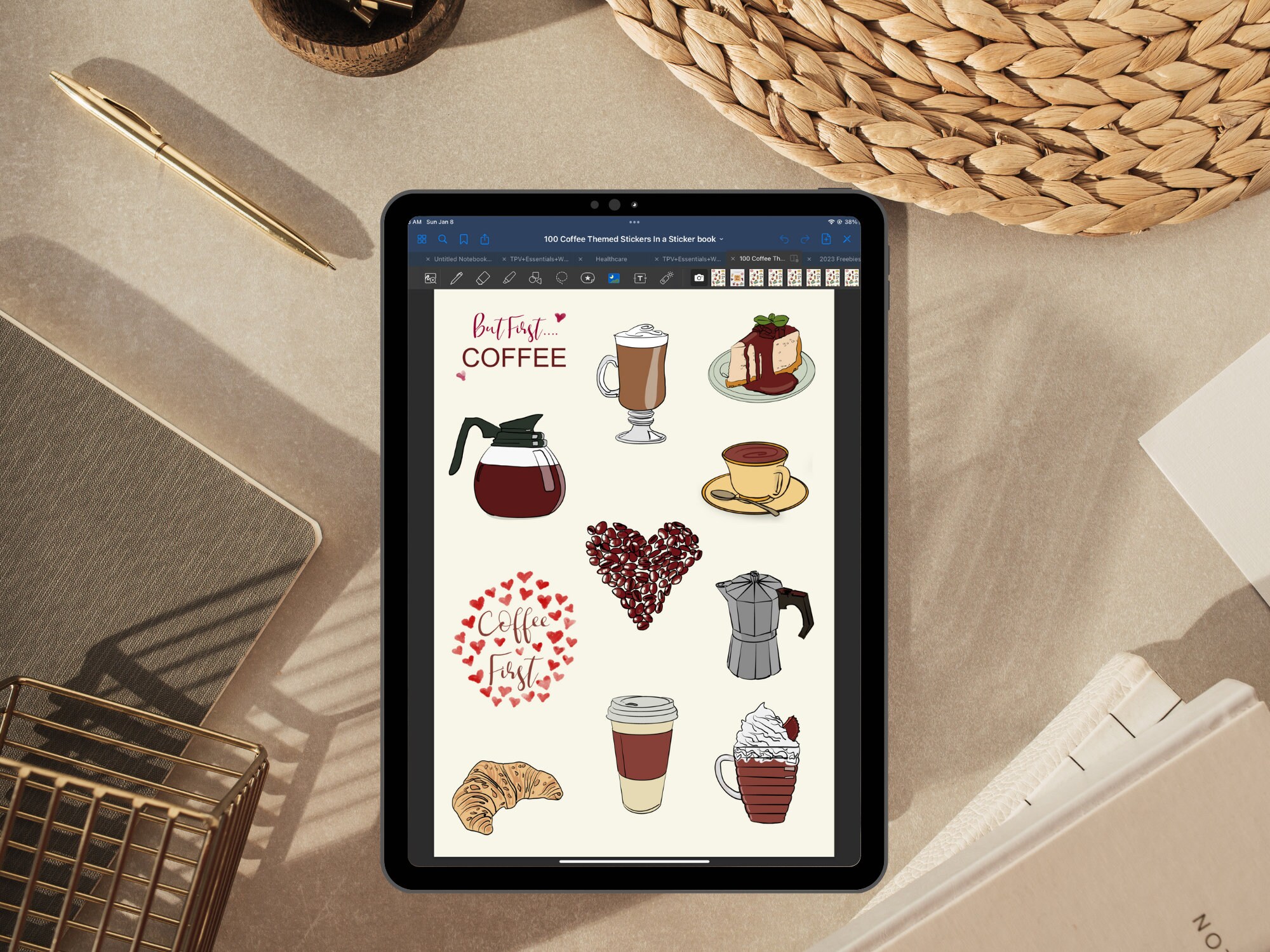 Digital Coffee Stickers Goodnotes Pre Cropped Coffee Themed Sticker ...