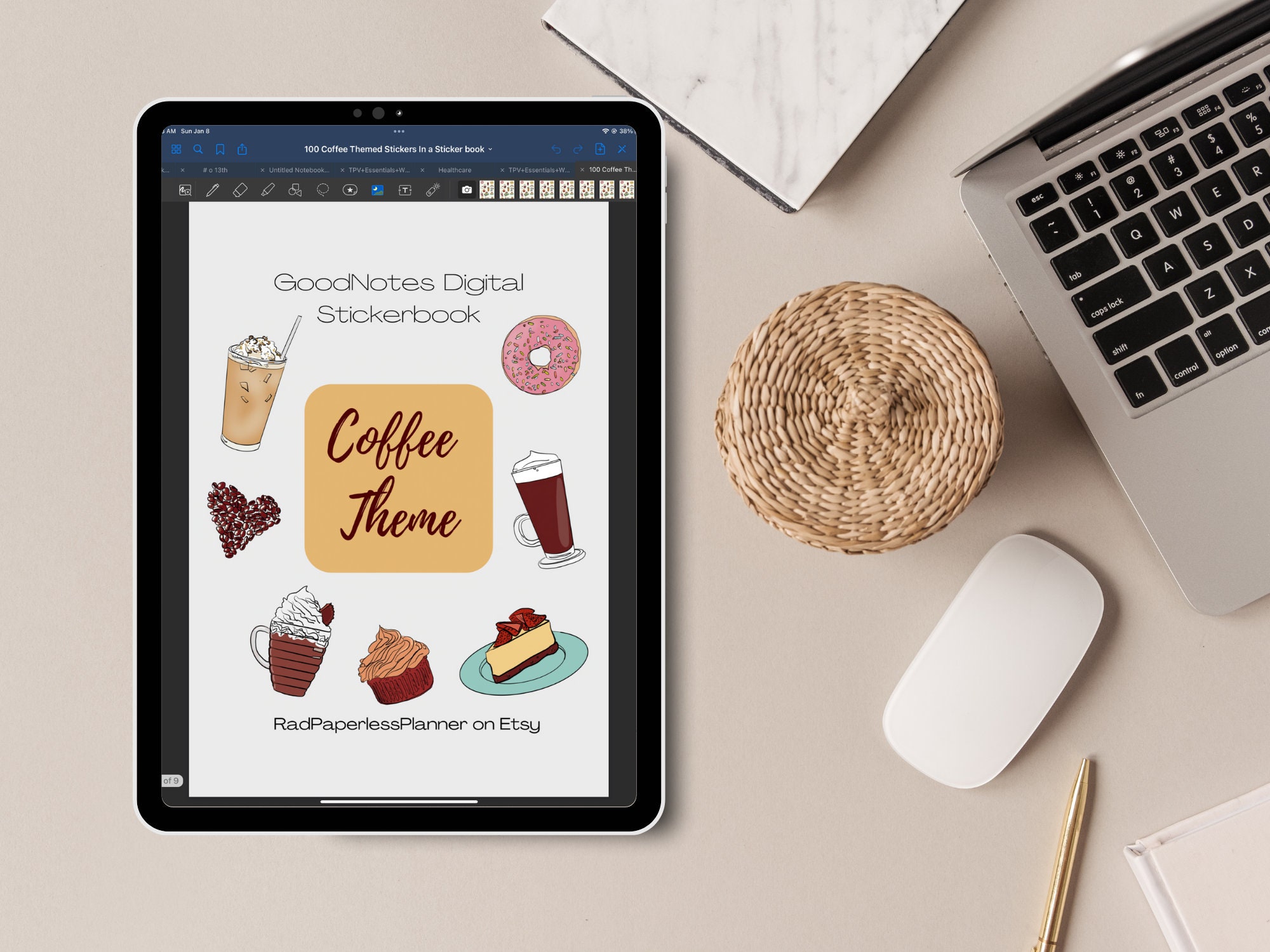 Digital Coffee Stickers Goodnotes Pre Cropped Coffee Themed Sticker ...