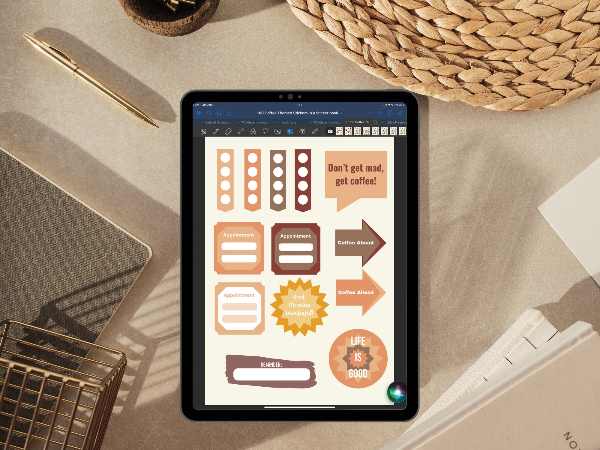 Digital Coffee Stickers Goodnotes Pre Cropped Coffee Themed Sticker ...