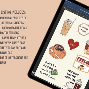 Digital Coffee Stickers Goodnotes Pre Cropped Coffee Themed Sticker ...