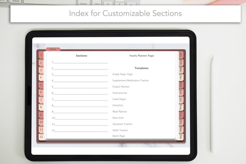 Rose Gold Undated Year Long Digital Planner - Compatible With Goodnotes ...