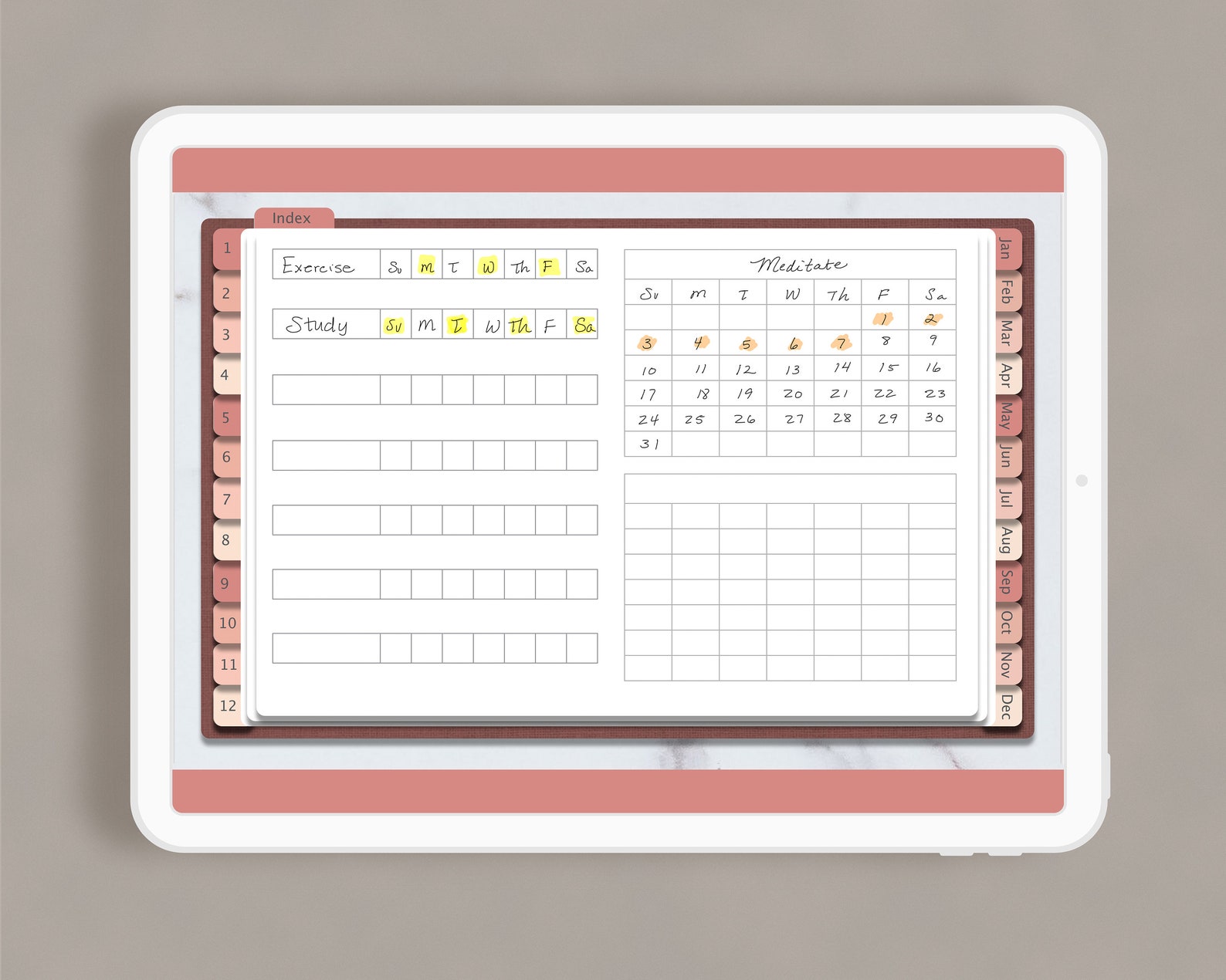 Rose Gold Undated Year Long Digital Planner - Compatible With Goodnotes ...