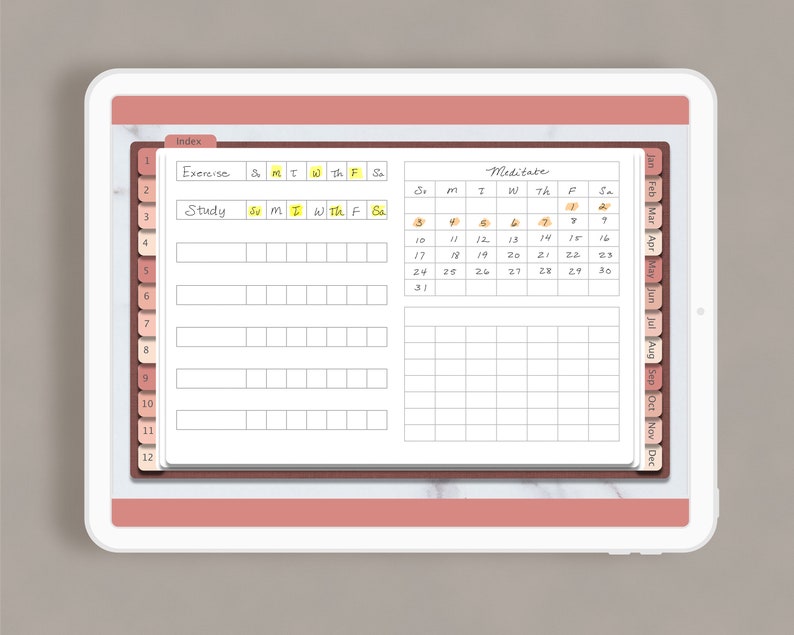 Rose Gold Undated Year Long Digital Planner - Compatible With Goodnotes ...