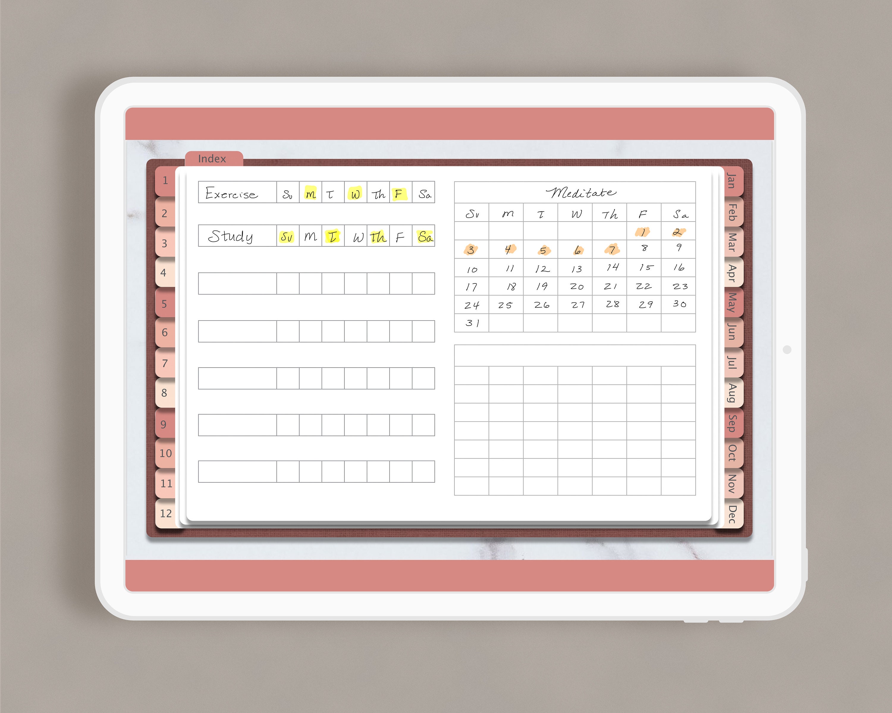 Rose Gold Undated Year Long Digital Planner Compatible With - Etsy
