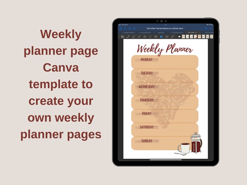 Digital Coffee Stickers Goodnotes Pre Cropped Coffee Themed Sticker ...