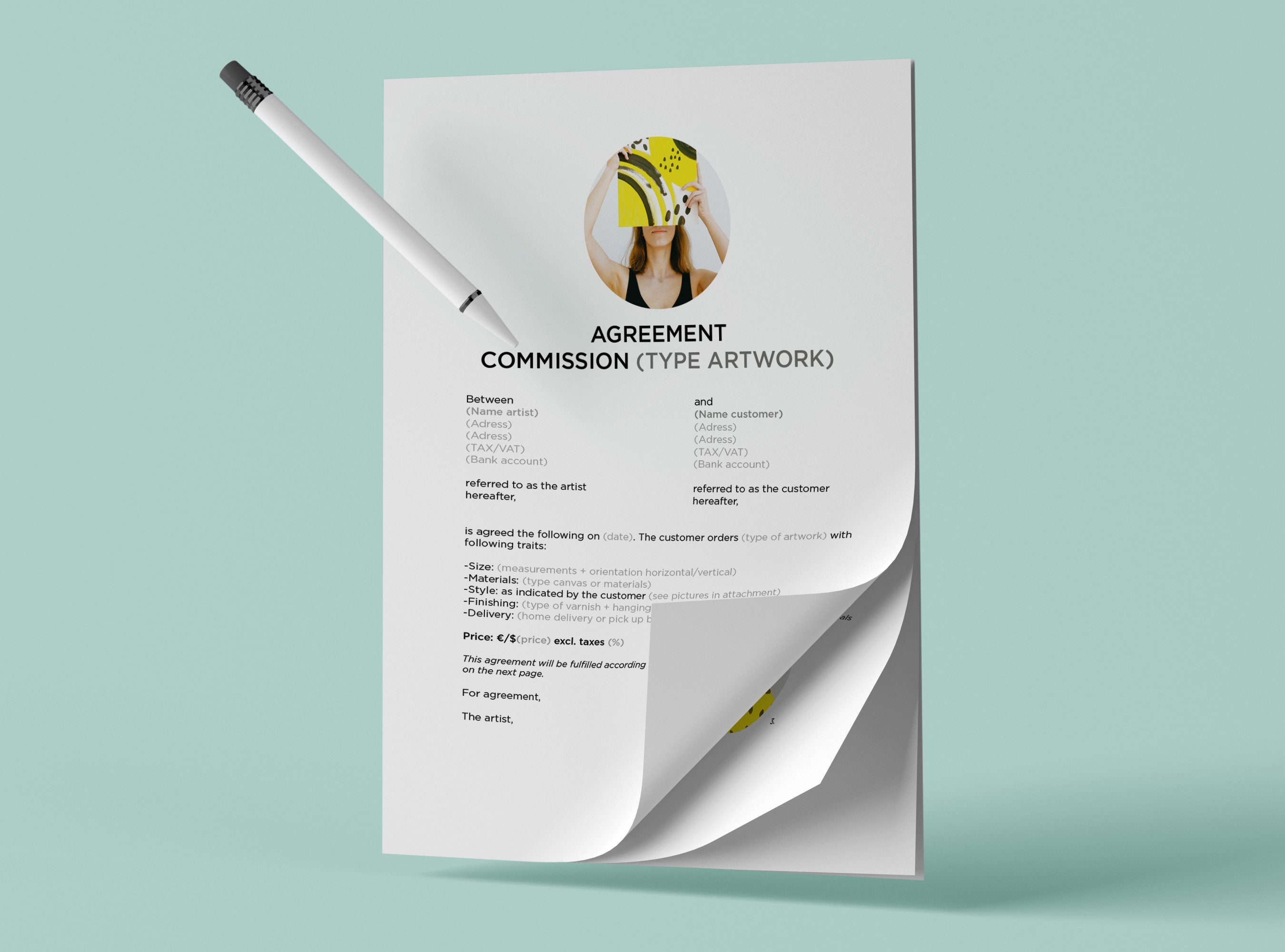 EN PDF/AI Modern Commissioned Artwork Contract (editable and Printable ...