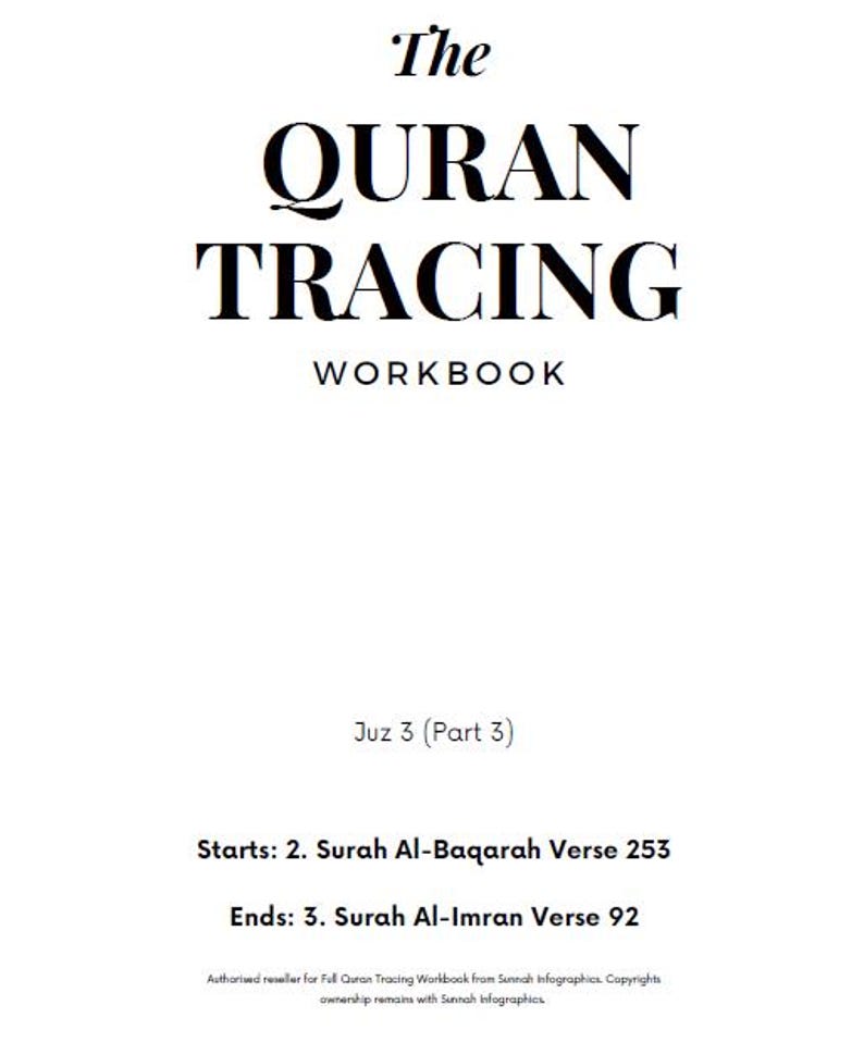 Juz 3 Quran Tracing Workbook - Etsy