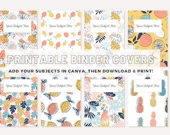 Flower Printable Binder Covers - Edit in Canva & Print at Home - Pink ...