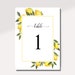 Lemon Theme Table Numbers - Citrus Bridal Shower, Lemon Baby Shower ...
