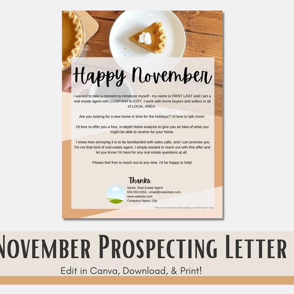 November Prospecting Letter Home Analysis - Etsy