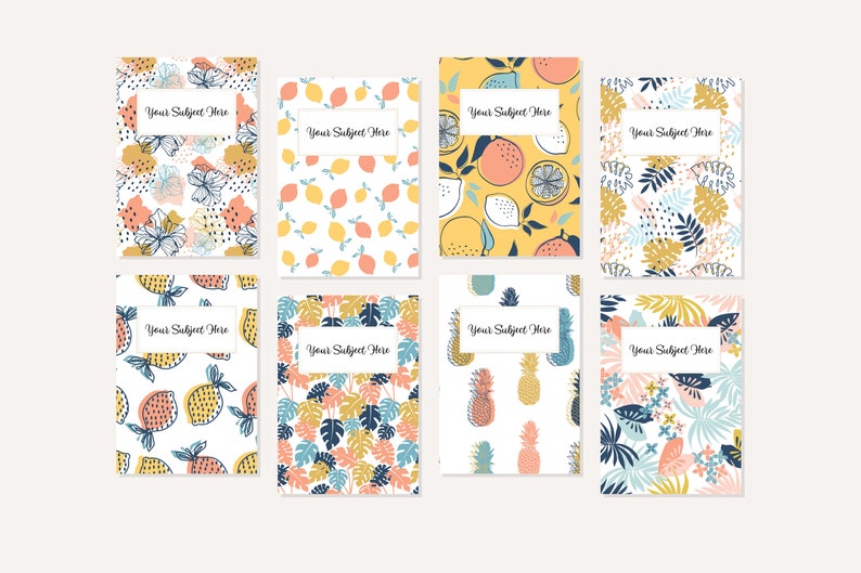 Tropical Fruit and Flower Printable Binder Covers - Edit in Canva ...