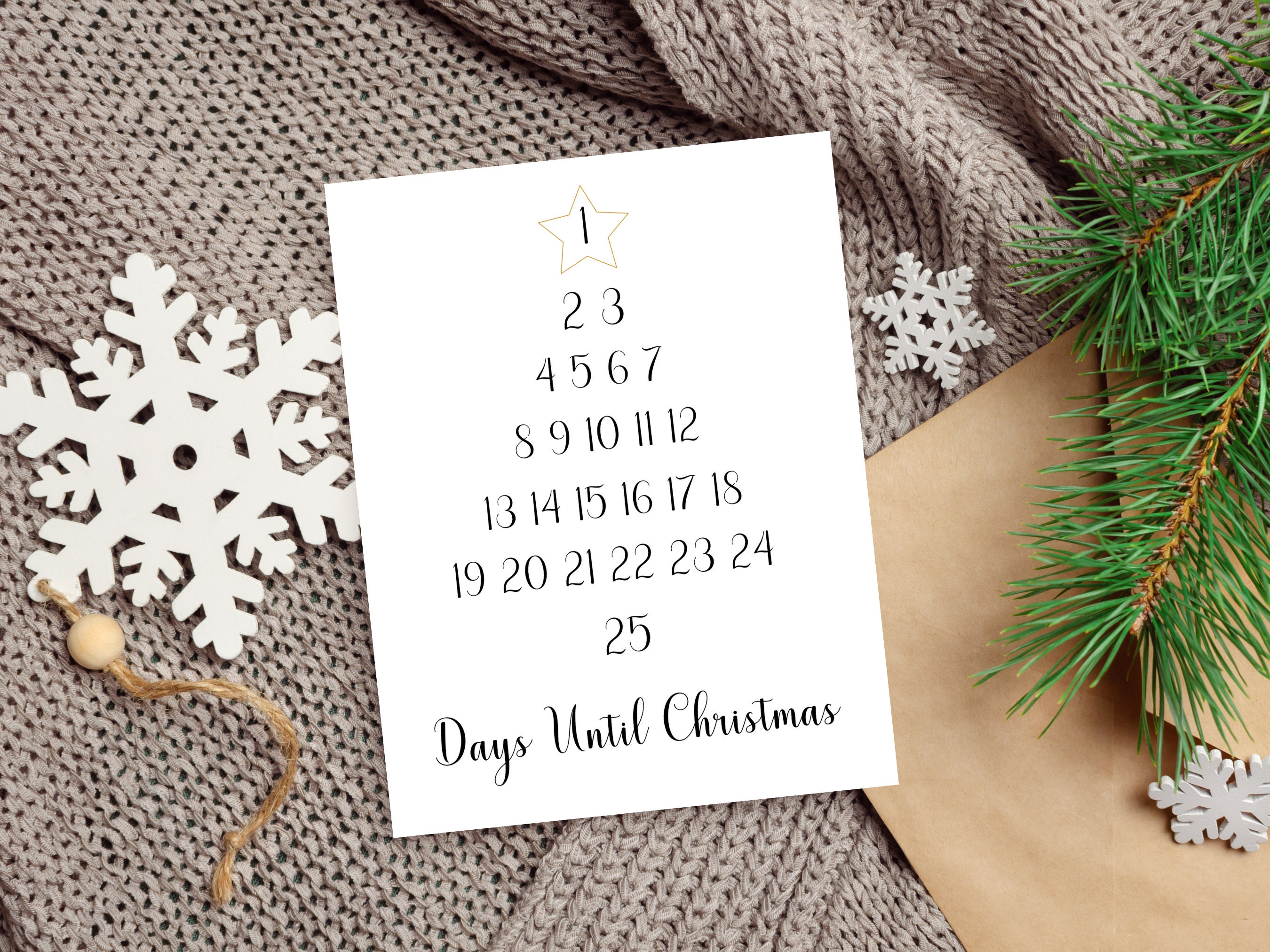 Days Until Christmas Countdown Printable - Modern Countdown Until ...