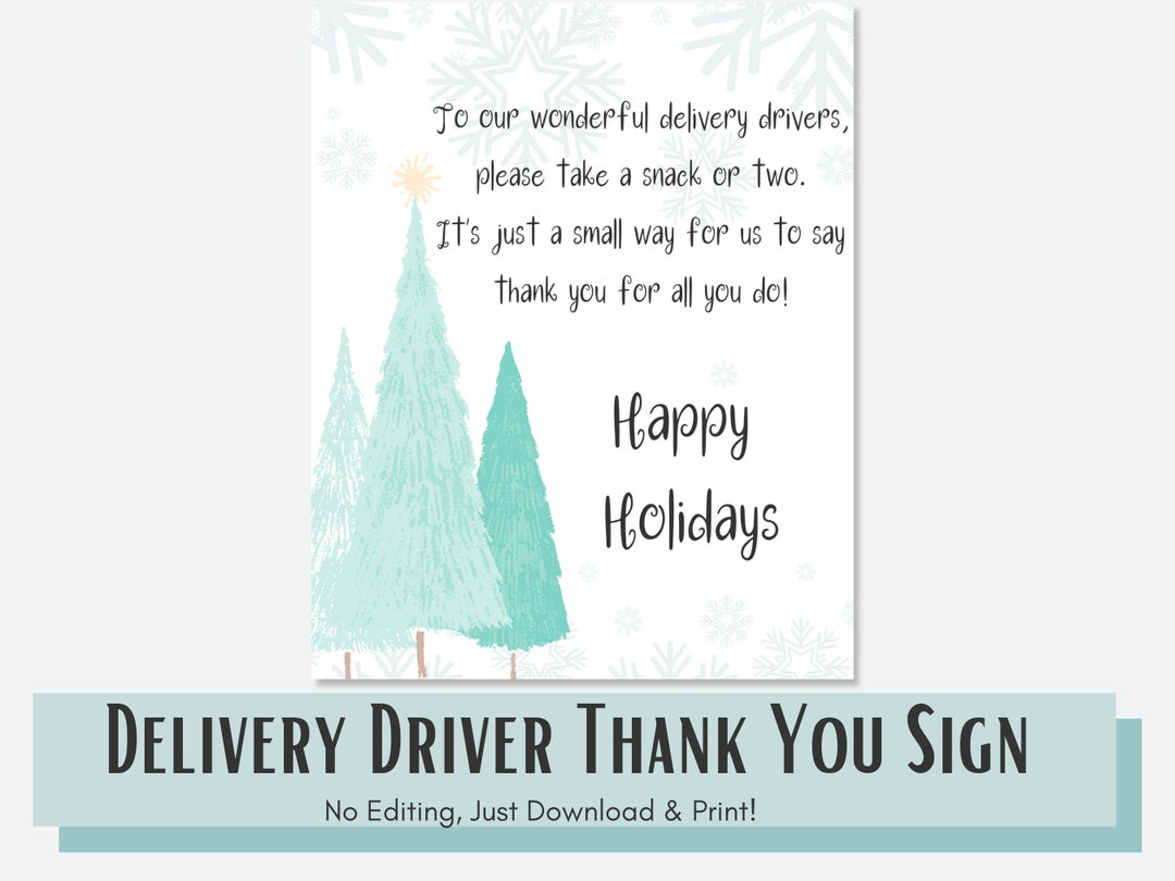 Delivery Driver Snack Letter - Delivery Driver Thank You Letter for ...