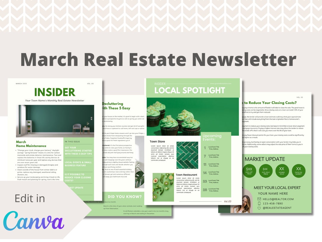 March Newsletter Template - Marketing Mailer for Real Estate - Edit and ...