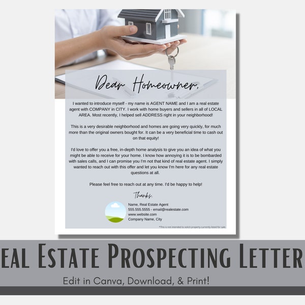 Real Estate Prospecting Letter - Etsy