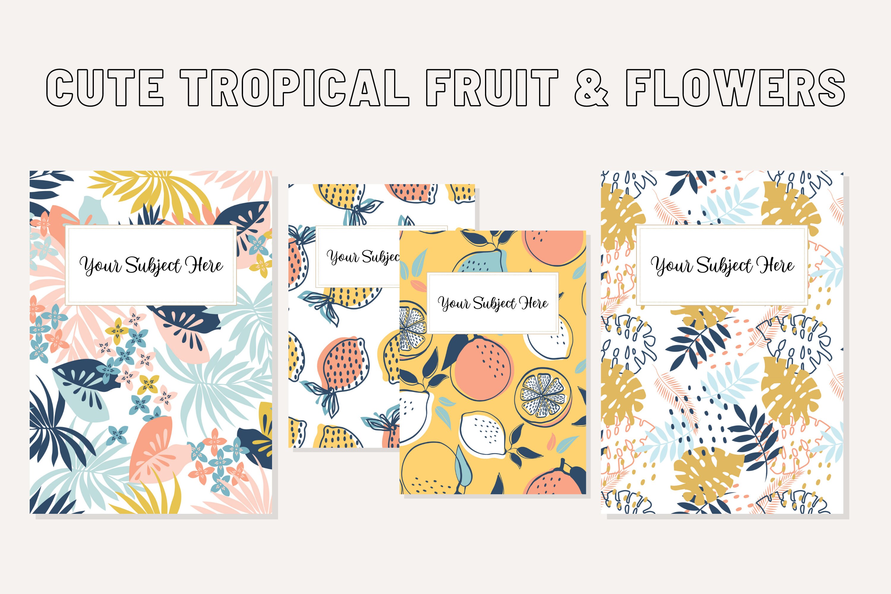 Tropical Fruit and Flower Printable Binder Covers - Edit in Canva ...