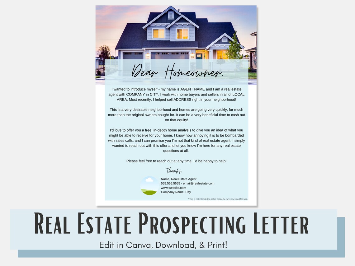 Prospecting Letter - Home Analysis Mailer for Real Estate - Edit and ...