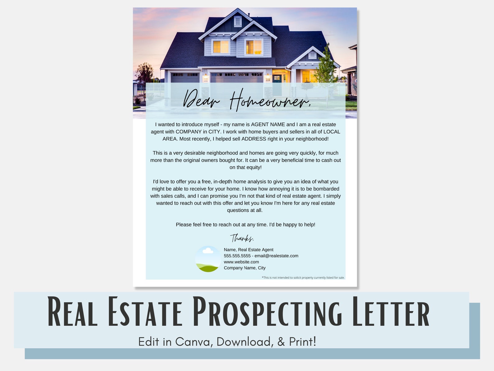 Prospecting Letter - Home Analysis Mailer for Real Estate - Edit and ...