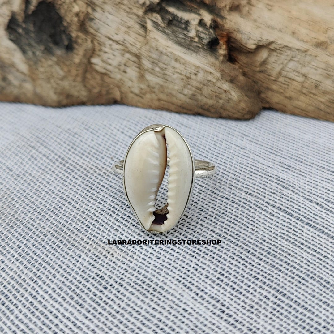 Cowrie Shell 925 Sterling Silver Ring, Bohemian Jewelry - Etsy