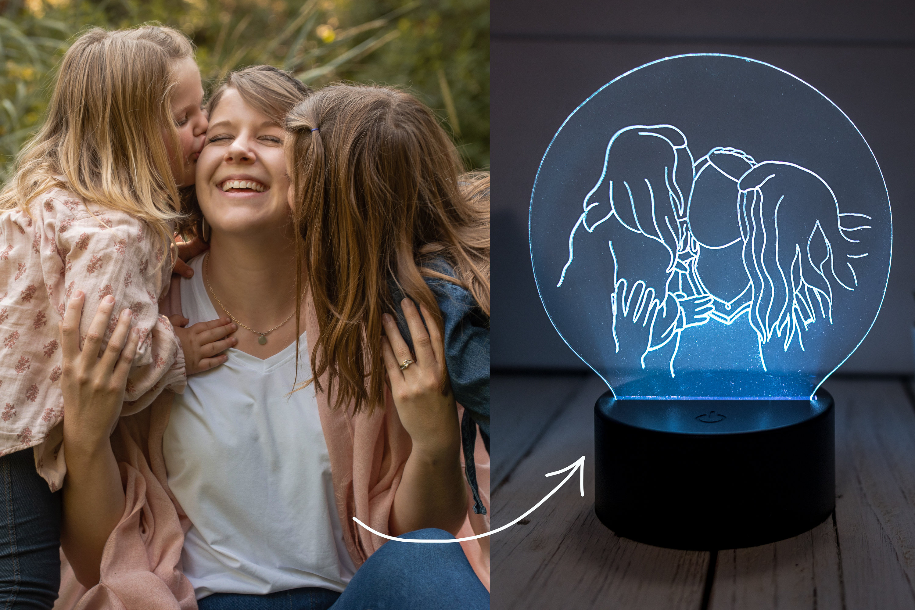 Custom Line Art Night Lights, Laser Engraved Clear Acrylic Panel With ...
