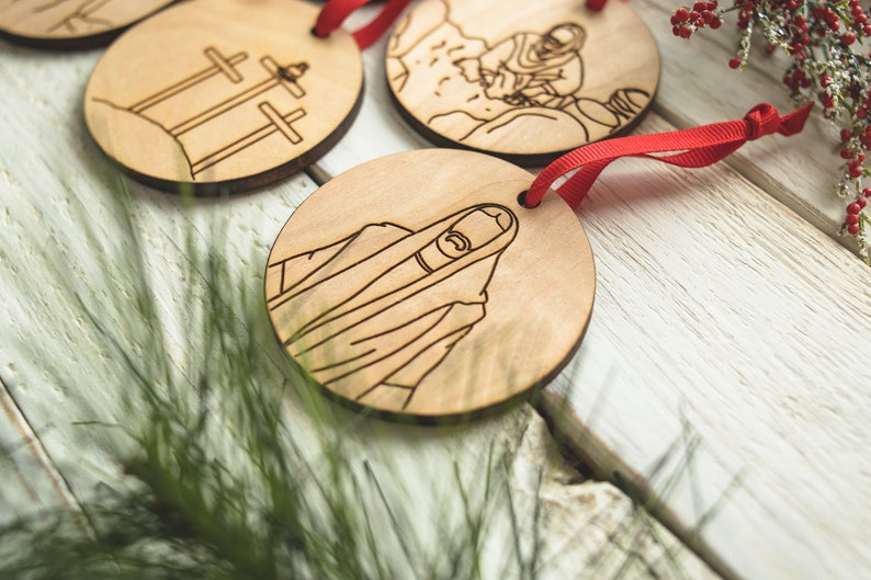 Life of Christ Line Art Ornament Set Laser Engraved Wood or - Etsy