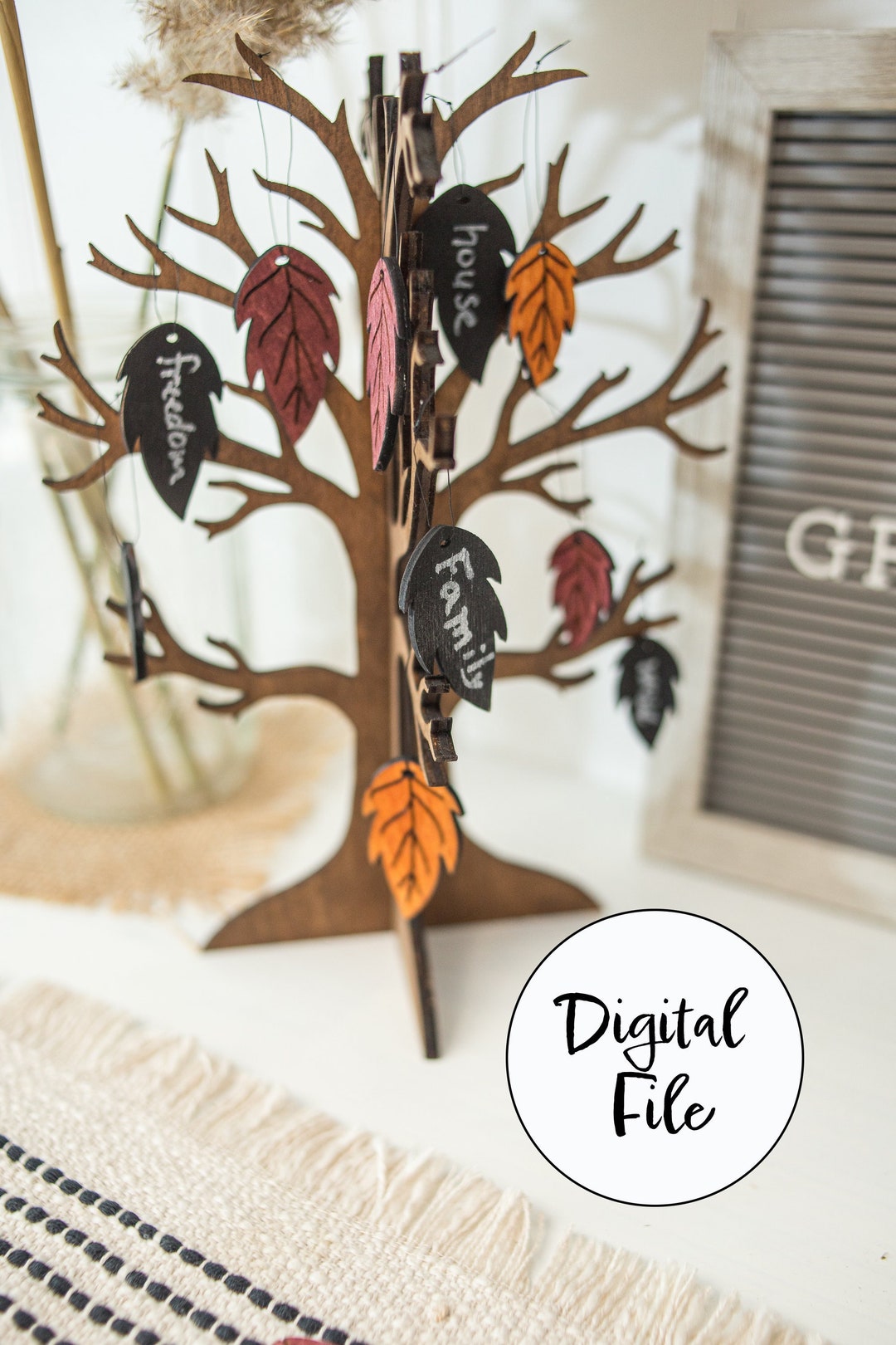 DIGITAL FILE (personal Use): Small Fall Tree Decoration Laser Cut File ...
