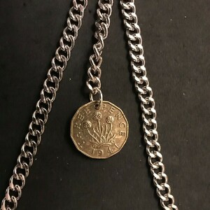Double Albert Pocket Watch Chain and a Brass GR VI Threepenny Bit Fob ...