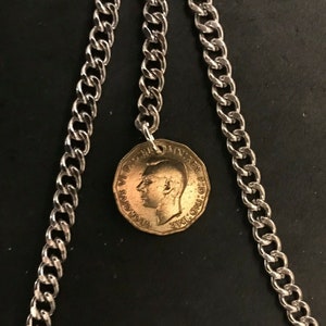 Double Albert Pocket Watch Chain and a Brass GR VI Threepenny Bit Fob ...