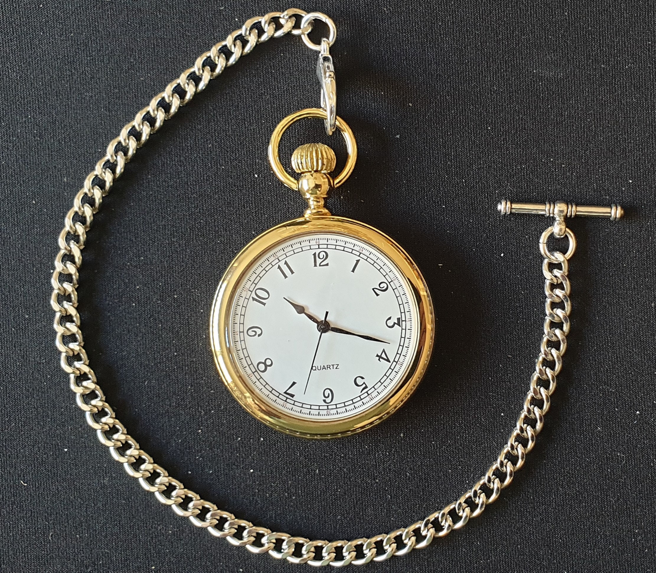Pocket Watch Gold Coloured Fob Watch " Dickens " With Silver Chain - Etsy