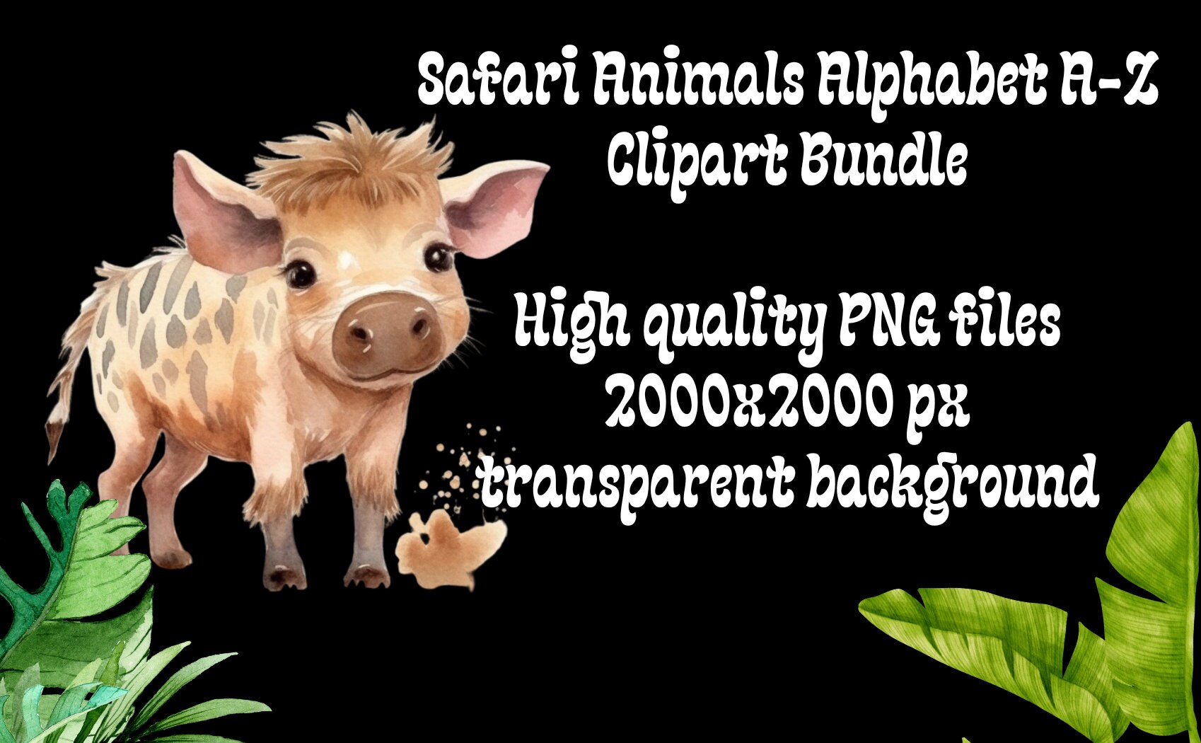 Safari Animals Alphabet A-Z Mega Clipart Bundle Watercolor Clipart Lion ...