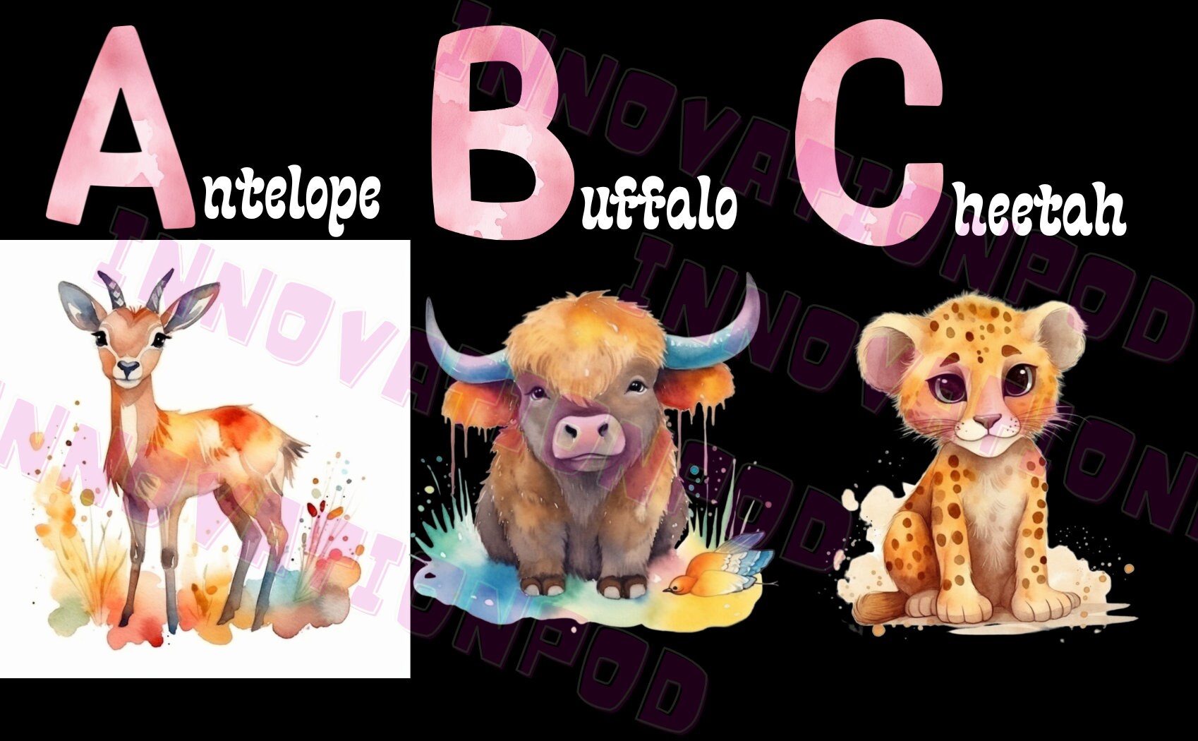 Safari Animals Alphabet A-Z Mega Clipart Bundle | Watercolor Clipart ...