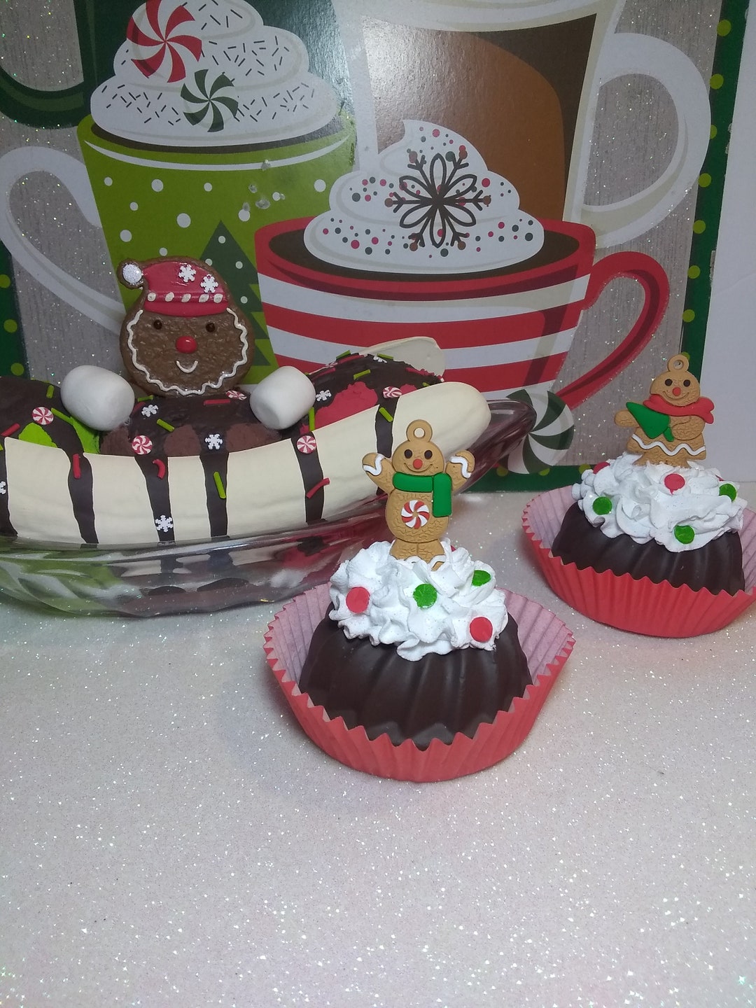 Faux Mini Gingerbread Men Bundt Cake Ornaments , Tier Tray Decor - Etsy