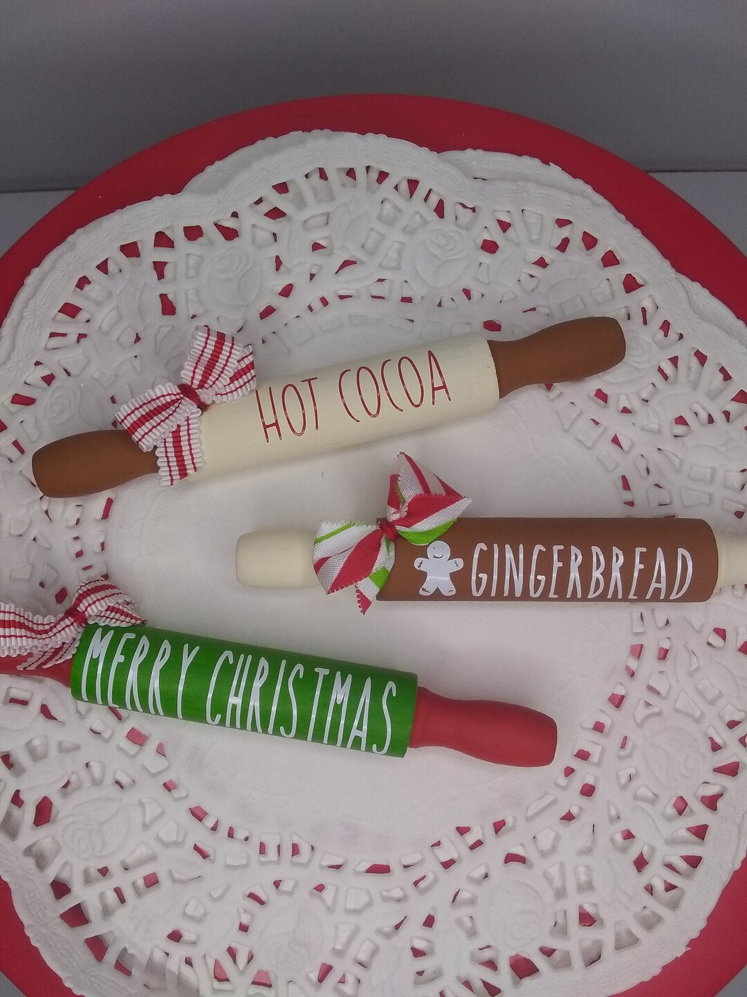 Mini Christmas Holiday Rolling Pins for Tier Tray - Etsy