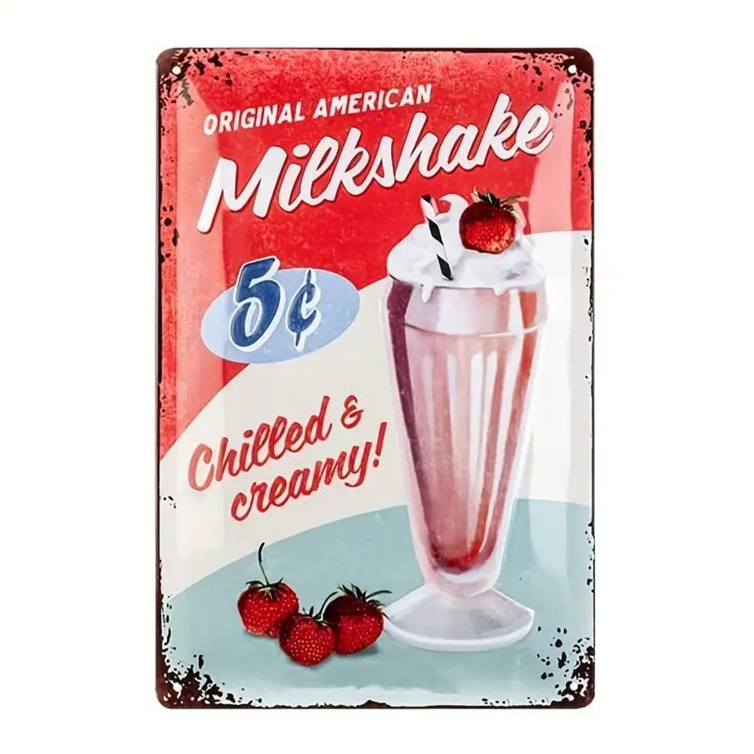 Retro Milkshake Metal Sign - Etsy