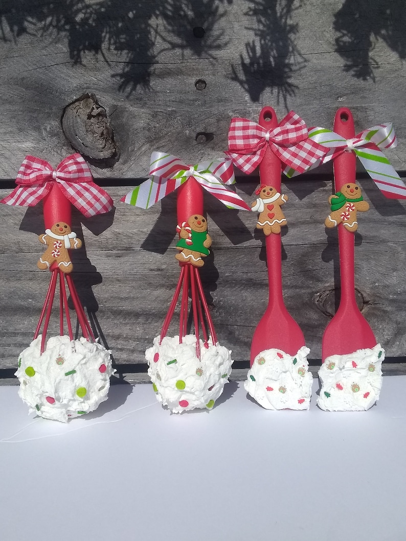 Christmas Gingerbread Whisk and Scraper Utensil Tree Ornaments and ...