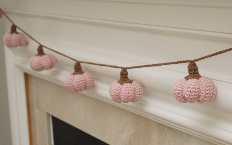 Pumpkin Garland - Blush/pink Pumpkin Garland - Crochet Garland - Mantle ...