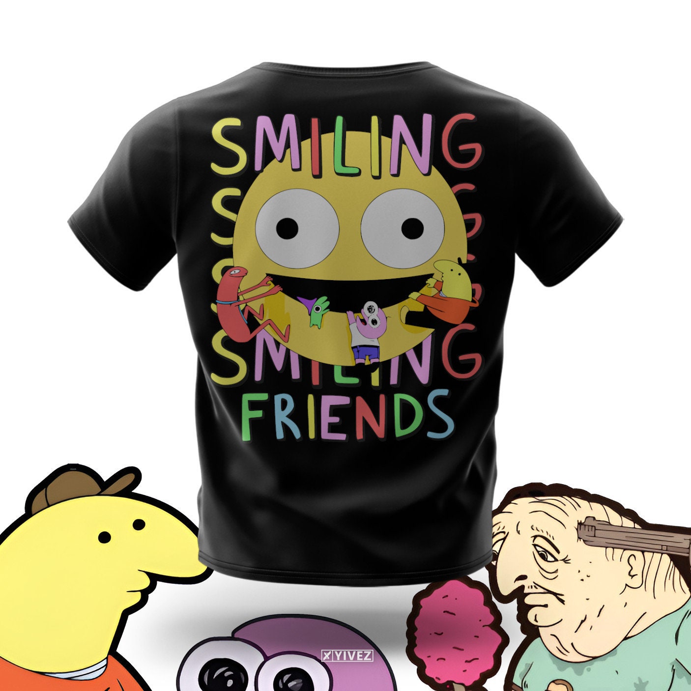 Smiling Friends Unisex T-shirt Pim and Charlie Dompler Alan & Gleb ...