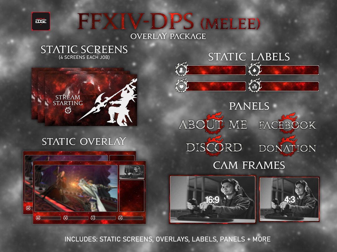 Twitch Overlay Package STATIC FFXIV DPS melee Stream - Etsy