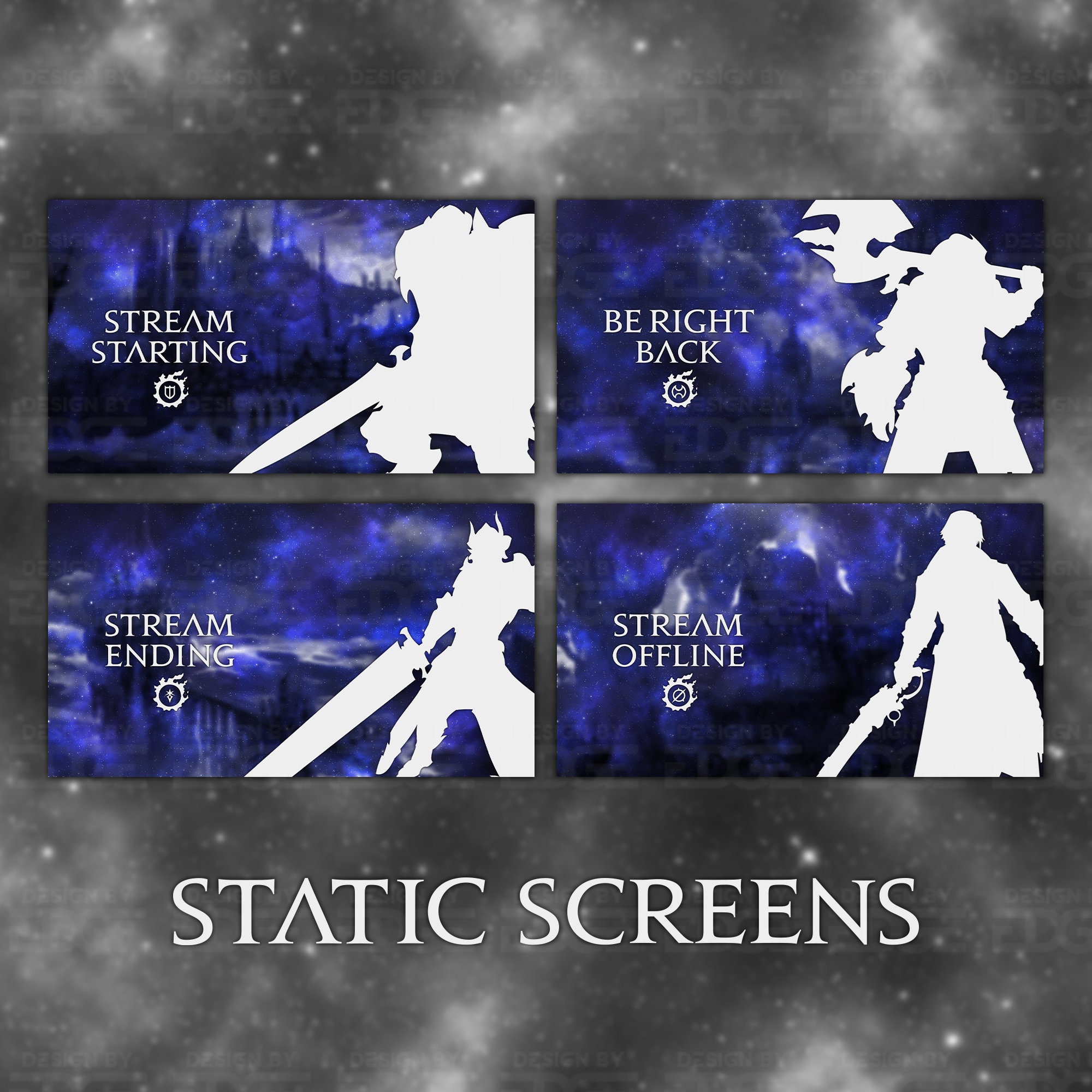 Twitch Overlay Package | STATIC - FFXIV- TANK | Stream Starting / Brb ...
