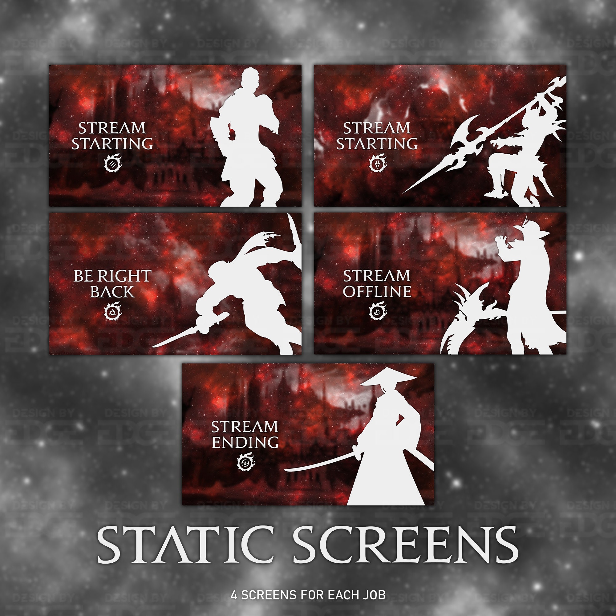 Twitch Overlay Package STATIC FFXIV DPS melee Stream Starting / Brb ...