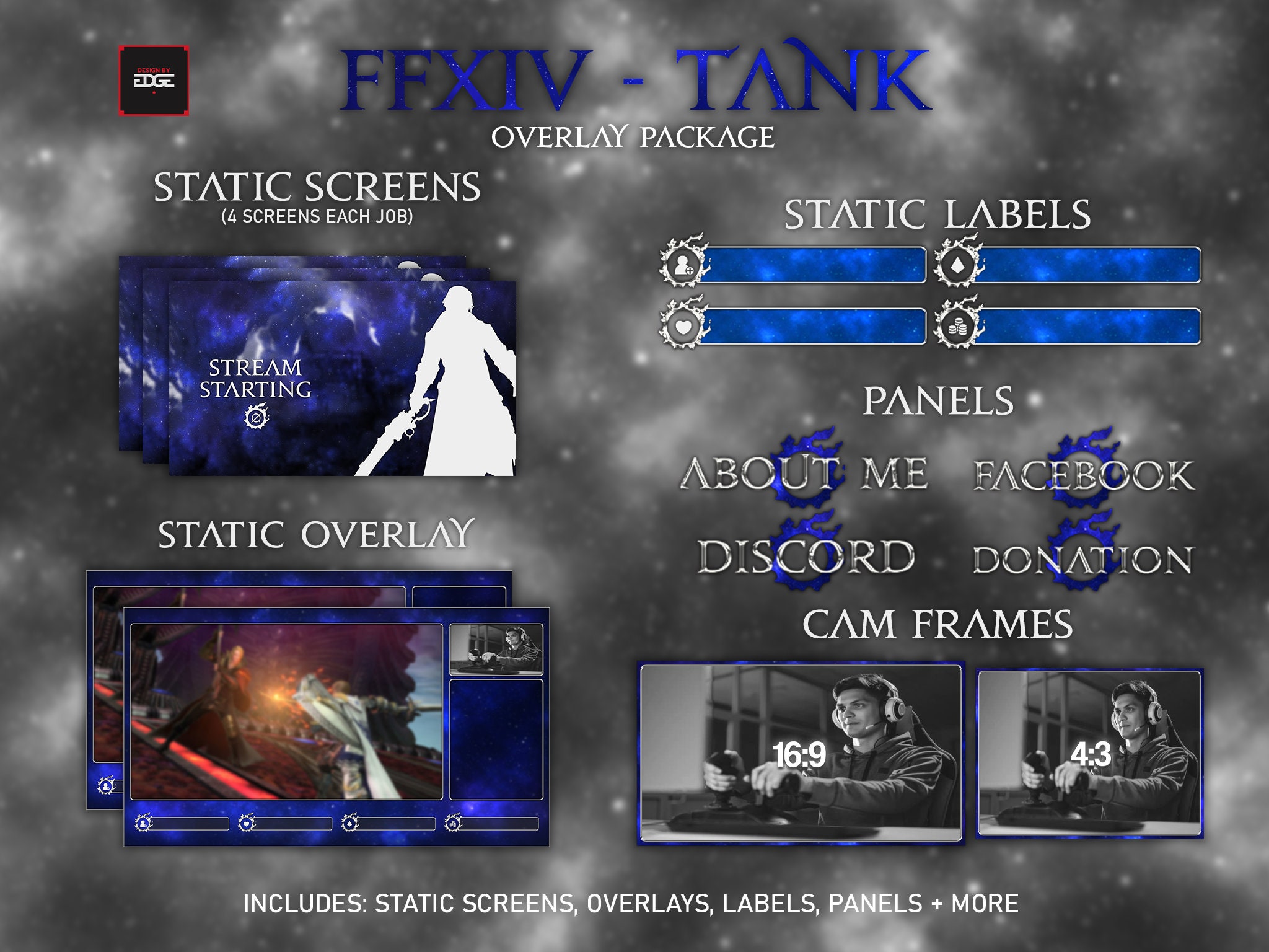 Twitch Overlay Package STATIC FFXIV TANK Stream - Etsy Canada