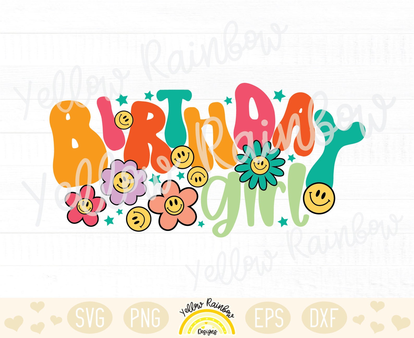 Birthday Girl Svg Groovy Svg Retro Floral Svg Groovy Etsy