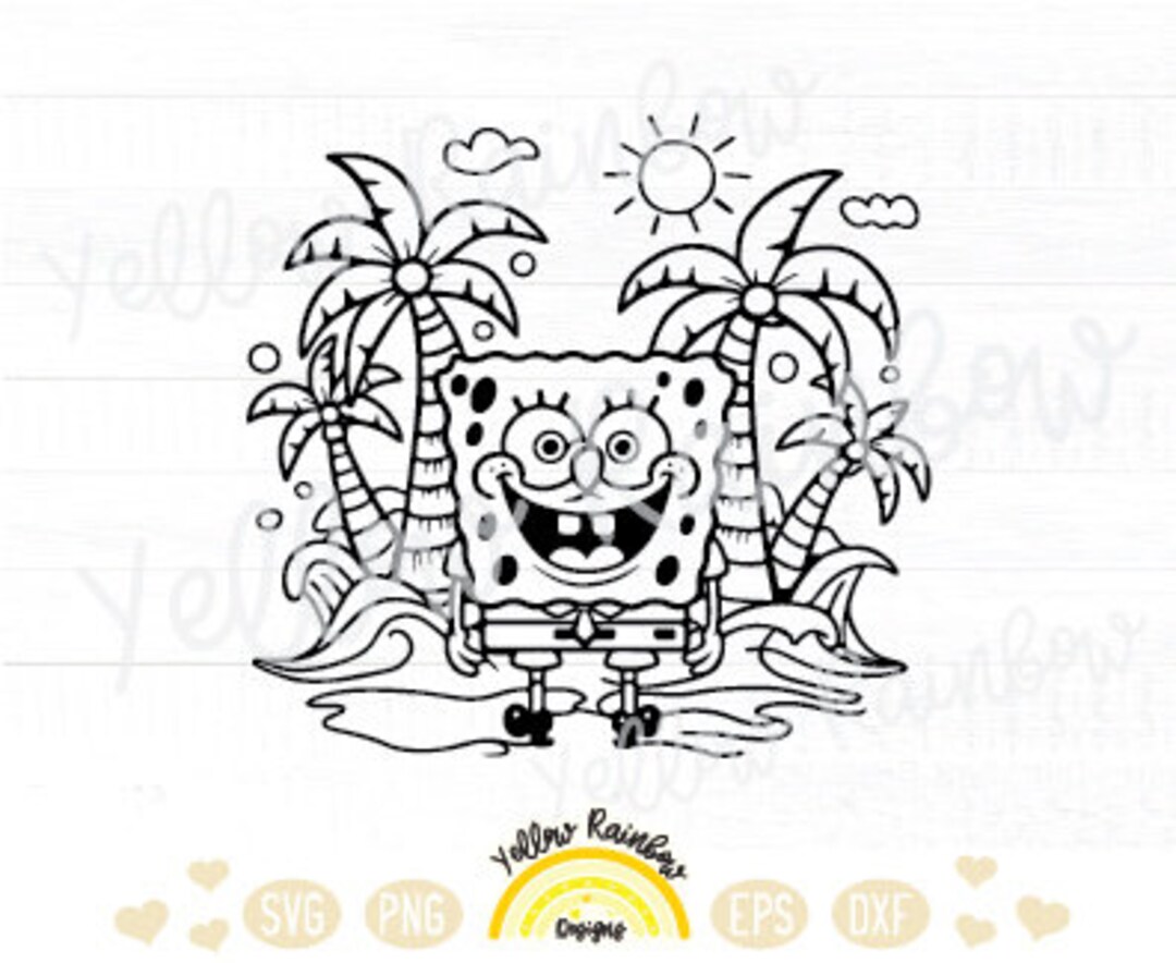 Spongebob at the Beach Svg, Square Pants Svg, Spongebob Svg, Bikini ...