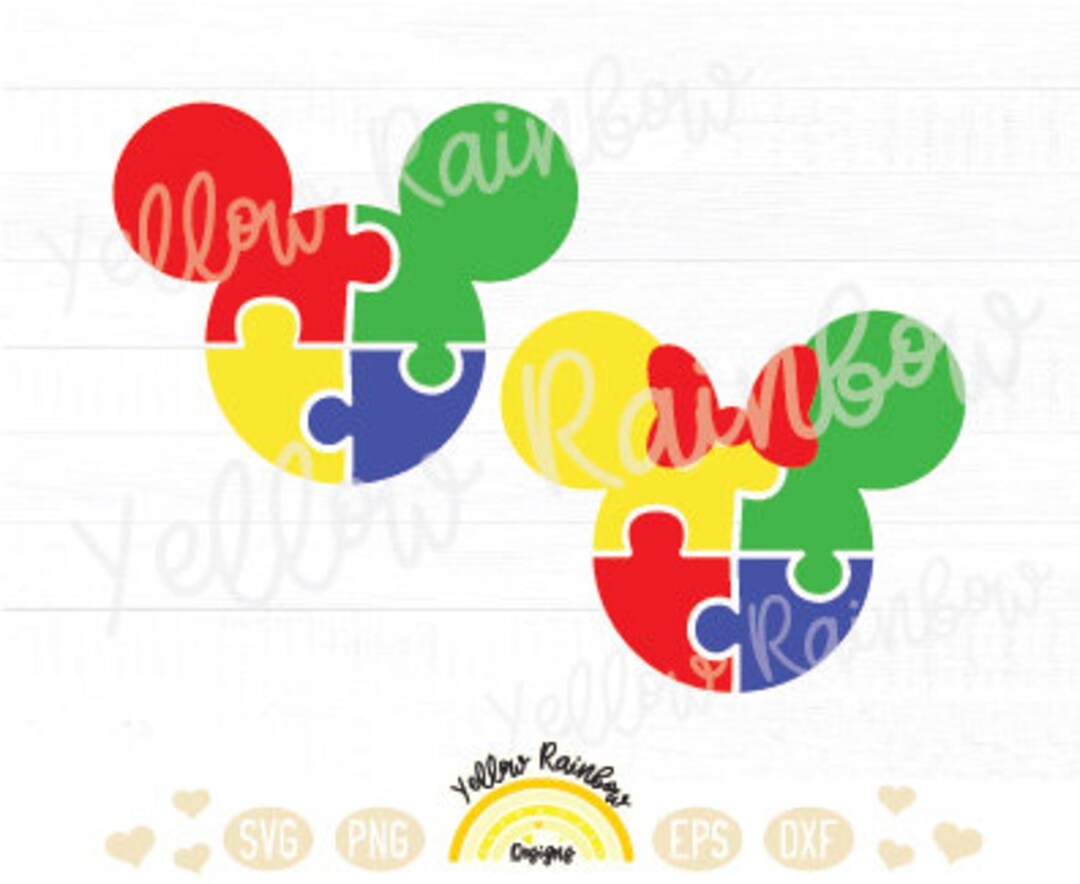 Mouse Ears Puzzle SVG, Mouse Head Svg, Autism Awareness Svg, Png Files ...