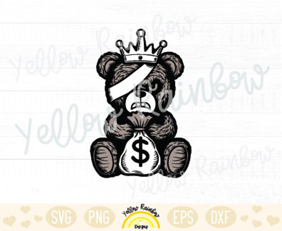Teddy Bear Svg, Thief Bear Svg, King Robber Svg, Money Bag Svg, Bear ...