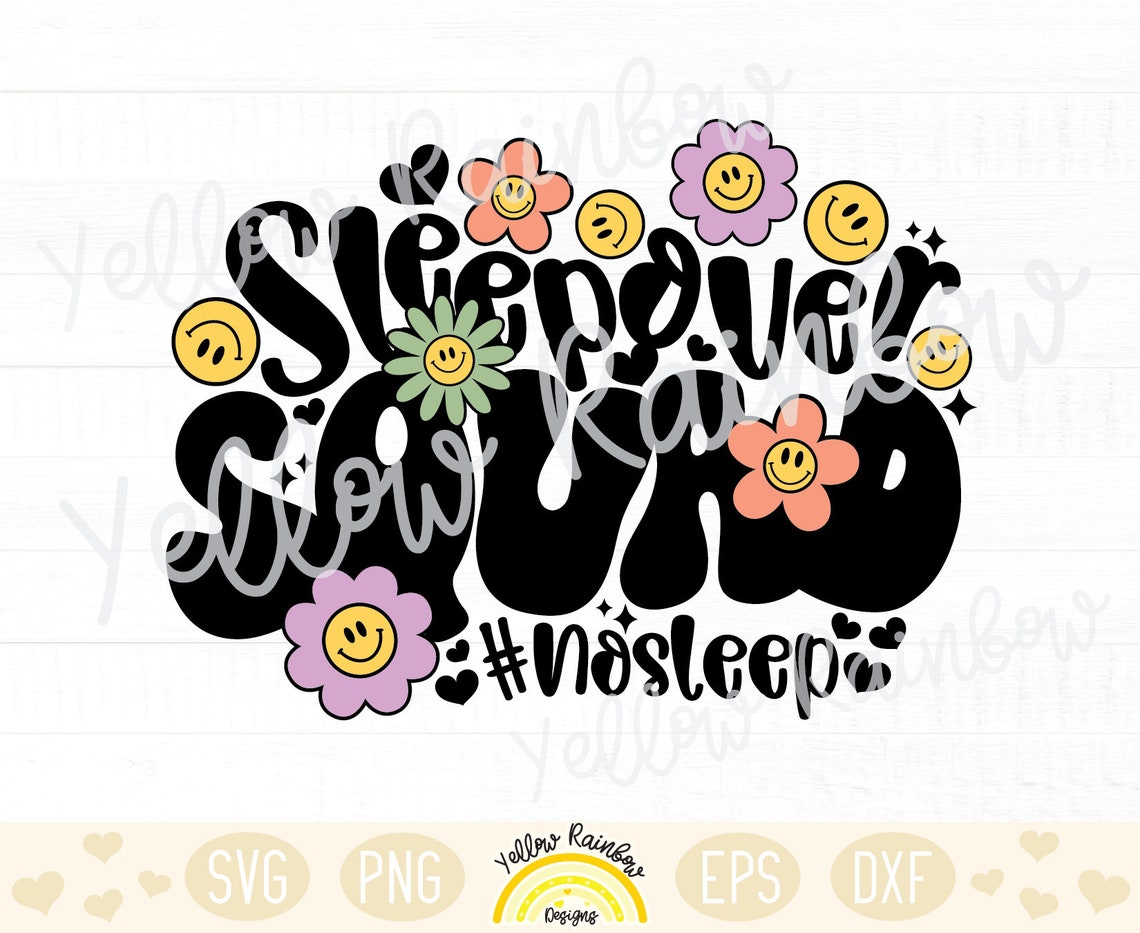 Sleepover Squad SVG Smiley Face SVG Groovy Retro Happy Face - Etsy