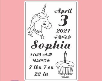 Baby Stat Announcement Template SVG for Girl Birth Announcement Svg ...