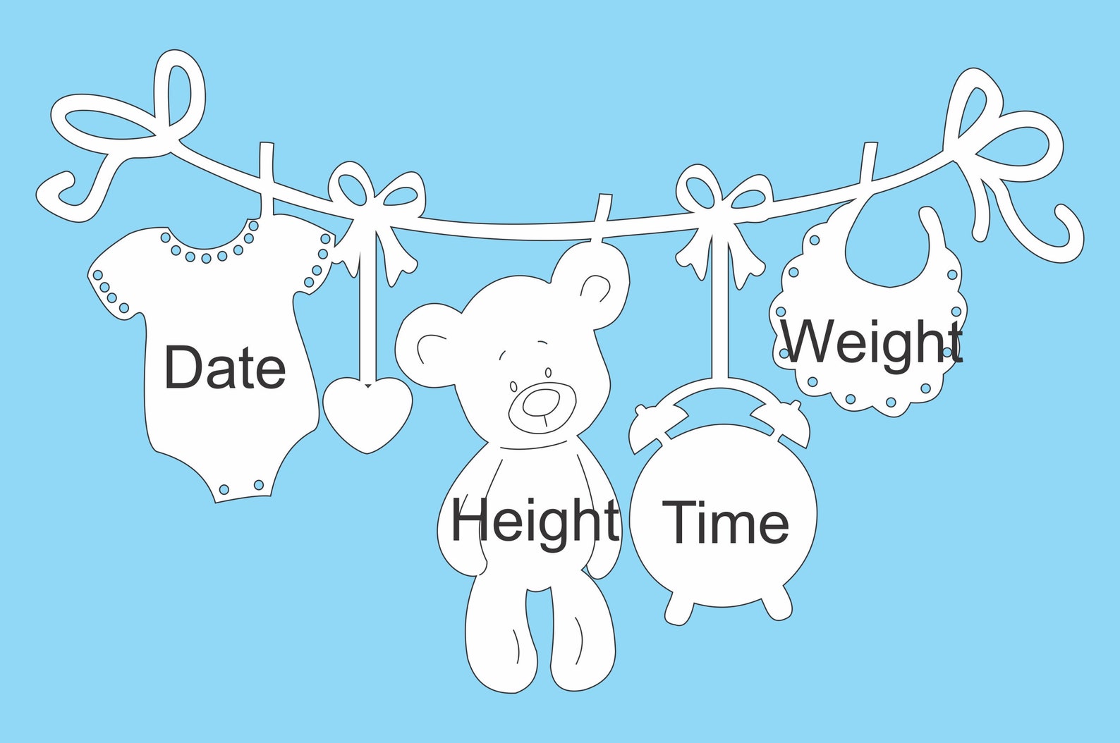 Baby Stat Announcement Template SVG With Teddy Bear Birth Announcement ...